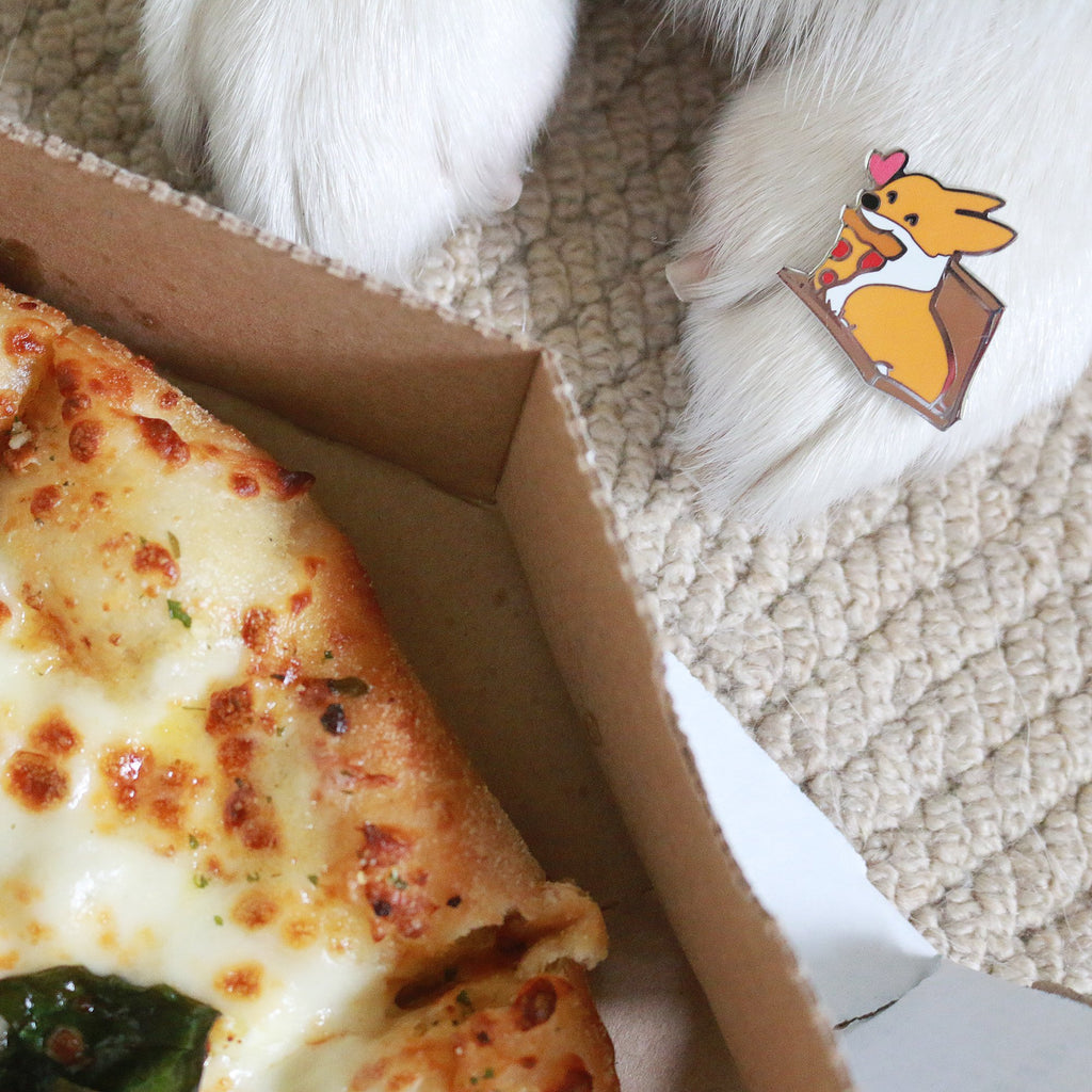 Pizza is Life Enamel Pin | Corgimoji Collectible Series – Corgi Things